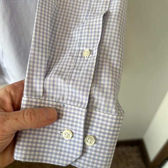 Stafford | Shirts | Stafford Essentials The Everyday Shirt Button Down Purple Plaid Neck 75 ...